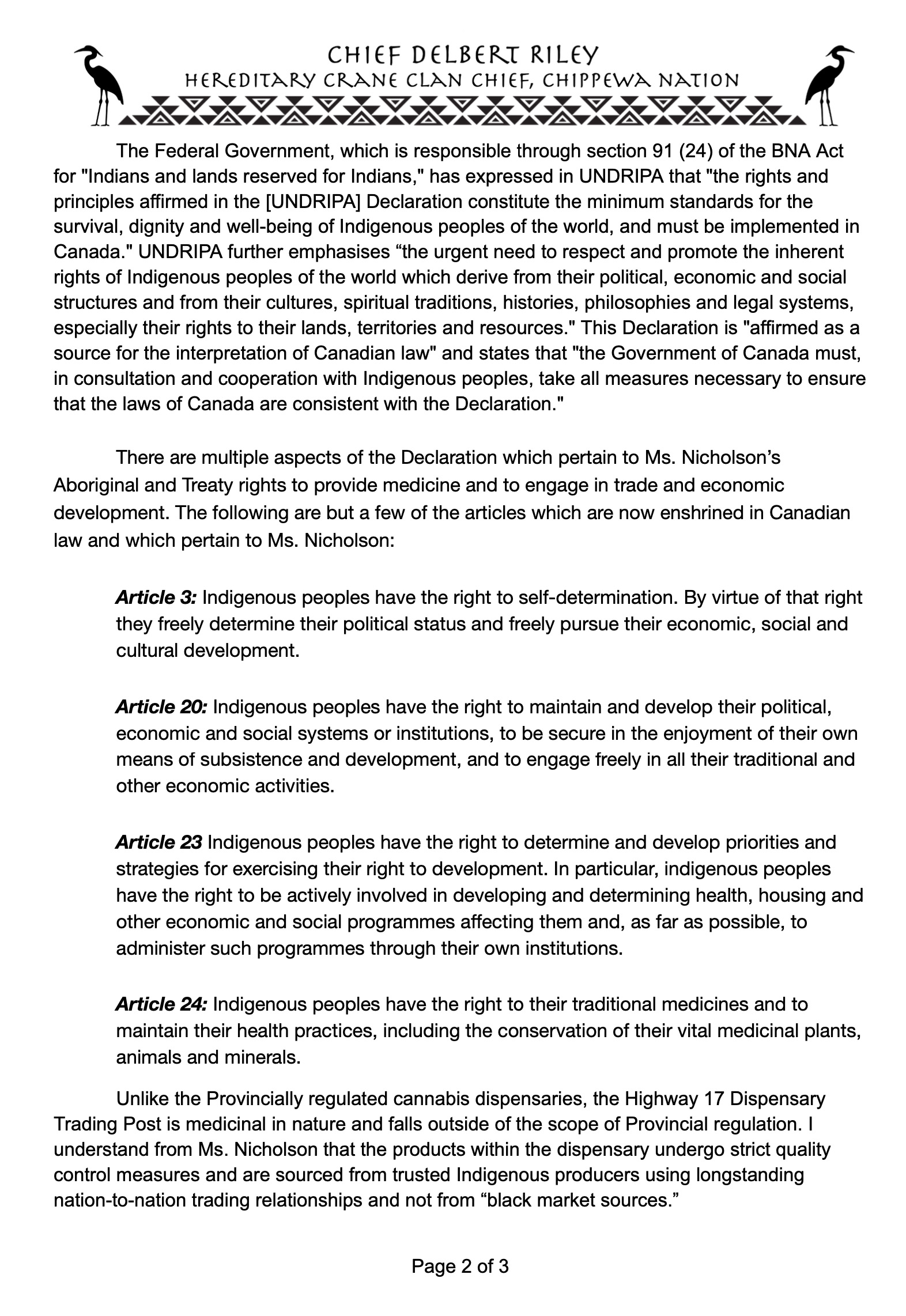 Chief Del Riley speaks at Highway 17 Dispensary and Trading Post in Massey – Dispensing Freedom