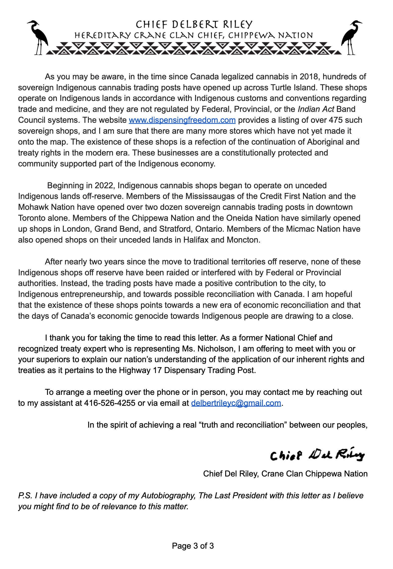 Chief Del Riley speaks at Highway 17 Dispensary and Trading Post in ...